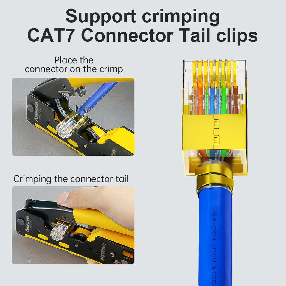 Cat 5 Crimping Tool Kit AMPCOM Pass Through RJ45 Crimp Tool, All-in-one ...