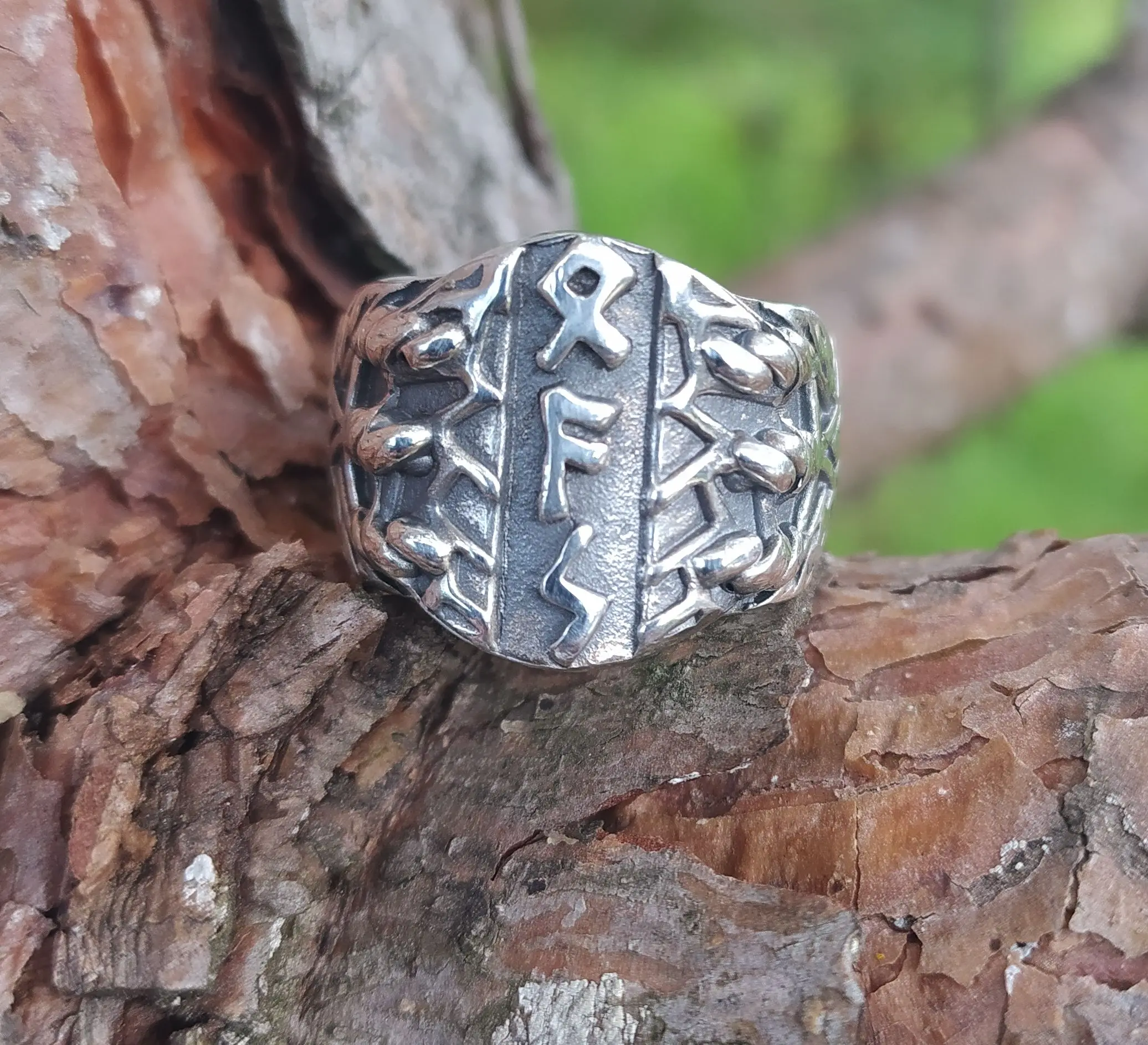 Silver runic ring (23g). Silver 925. Ring with runes. Scandinavian ...