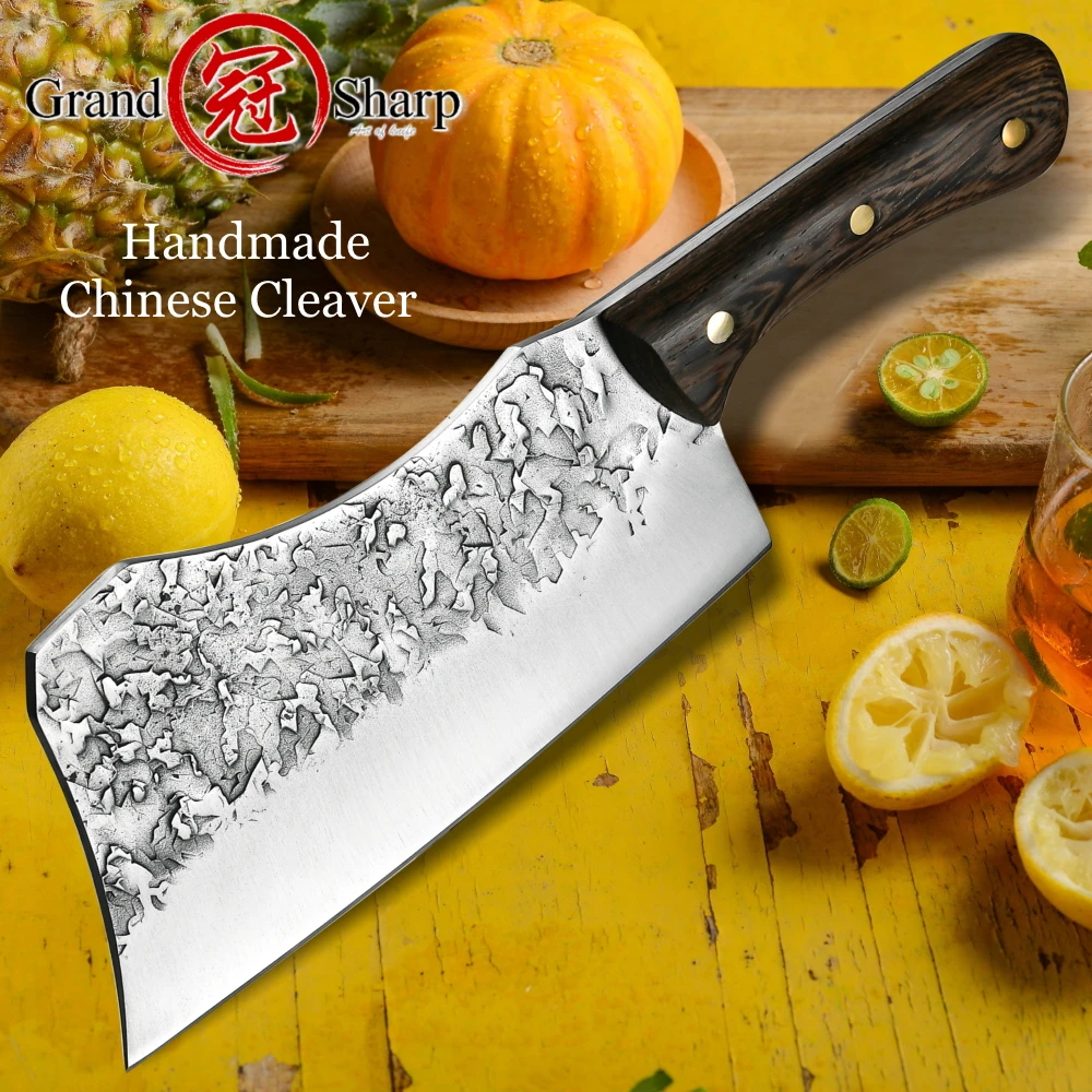 Hand-Forged-Cleaver-Knife-Bone-Cutting-7-Inch-High-Carbon-Steel-Heavy ...