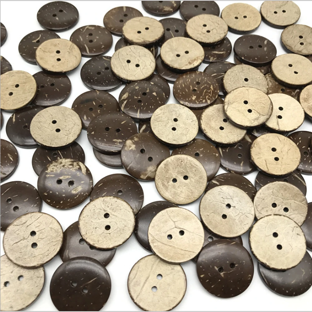 Wholesale 300pcs/lot 20mm 2 Hole Natural Coconut Buttons Round Sewing ...