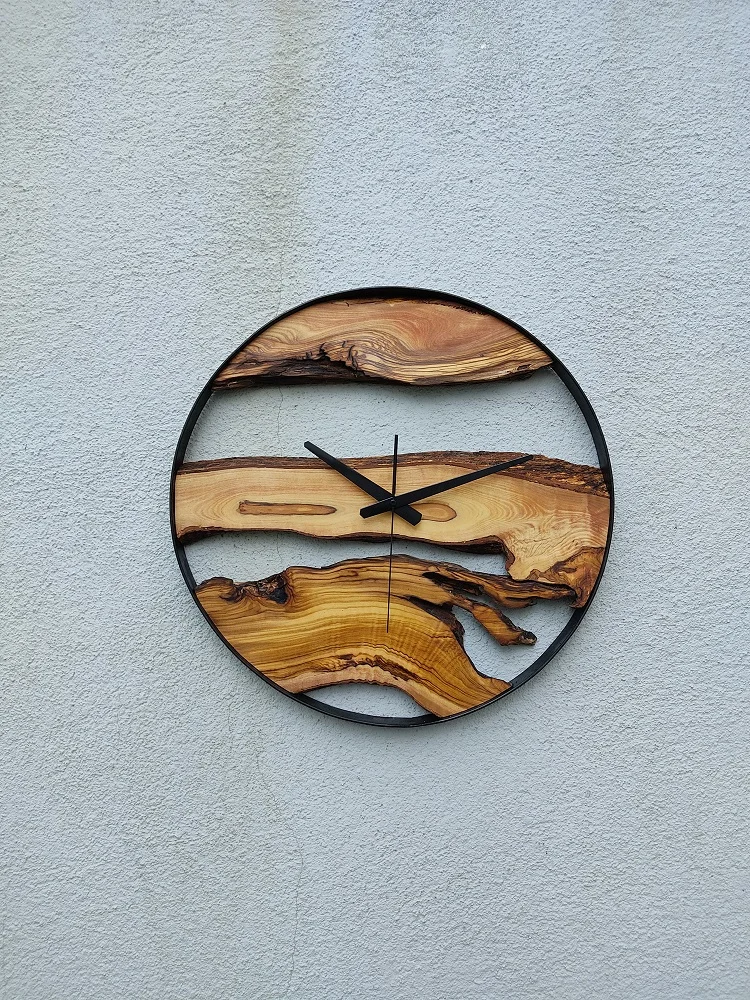 Clocks Wood Natural Clock Wooden Clock Wood Slice Art Live Edge Clock ...