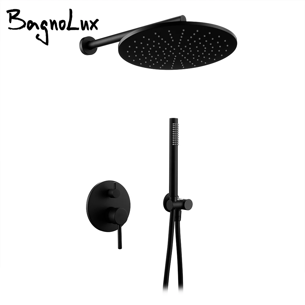 Shower Set System Bathroom Faucet Mixer Tap Brass Alba Black Ceiling Or ...