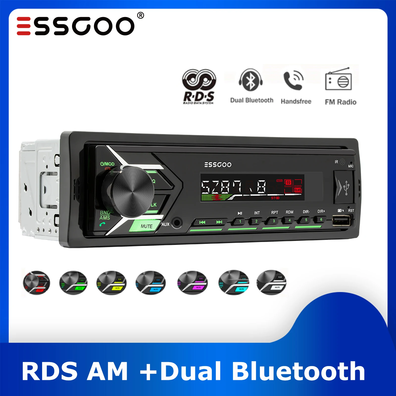 ESSGOO Car Radio 1 Din Bluetooth MP3 Player FM AM RDS Autoradio Stereo Music Auto Audio USB SD ...