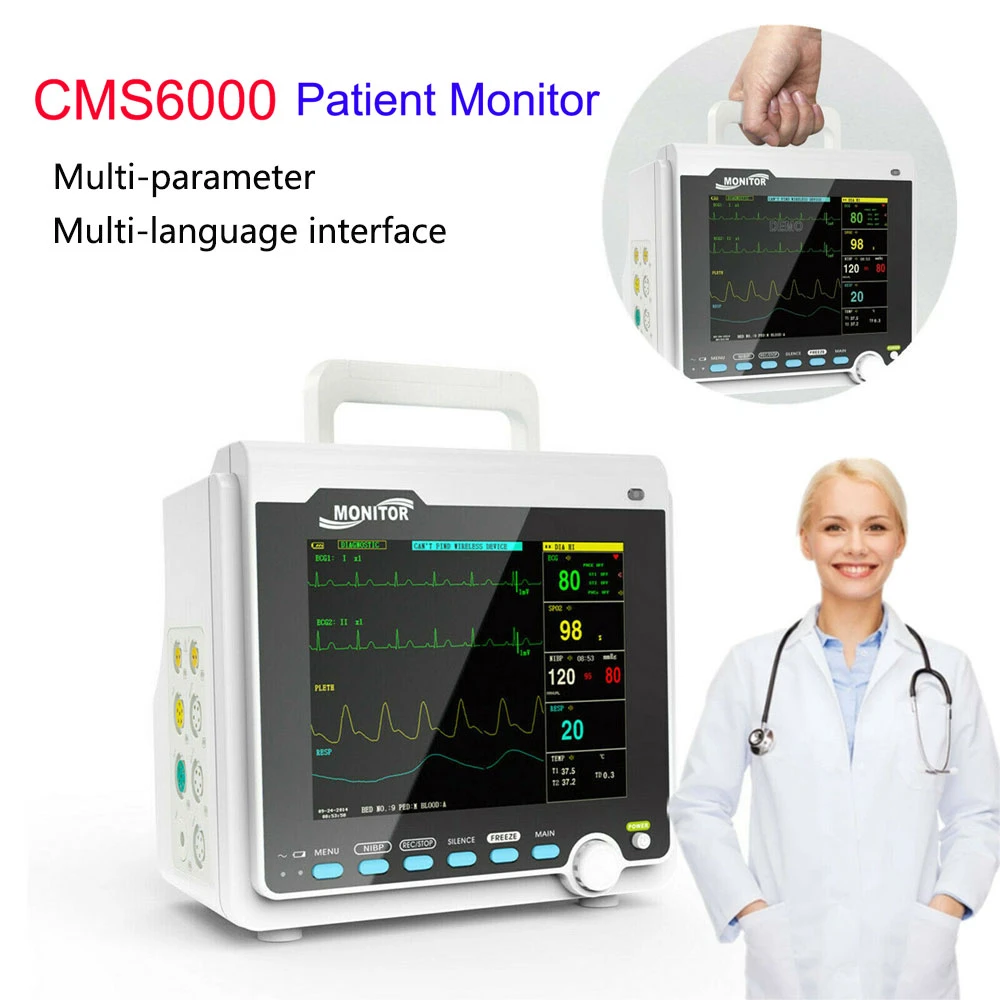 Cms6000 Patient Monitor 6 Parameters Ecg Resp Spo2 Pr Nibp Machine 8 ...