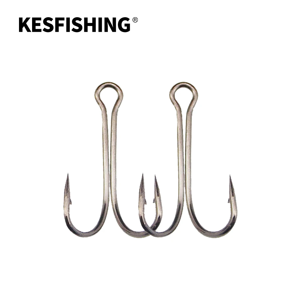 KESFISHING-10pcs-Long-Shank-Double-Hook-Weedless-Fishing-Hook-for-Soft ...