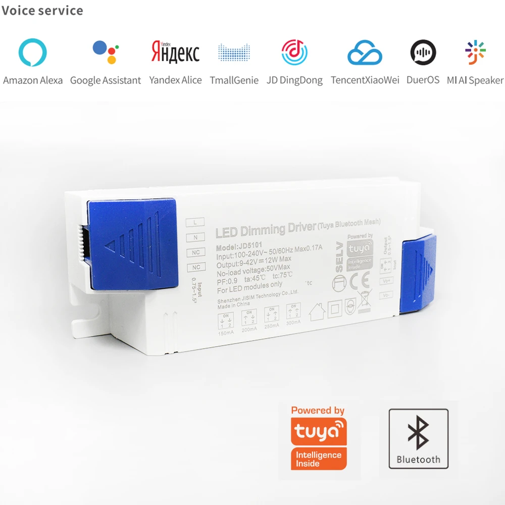 12w 20w 30w Tuya Bluetooth Smart Led Driver 0-100% Dimmable Power Adapter Selectable Constant ...