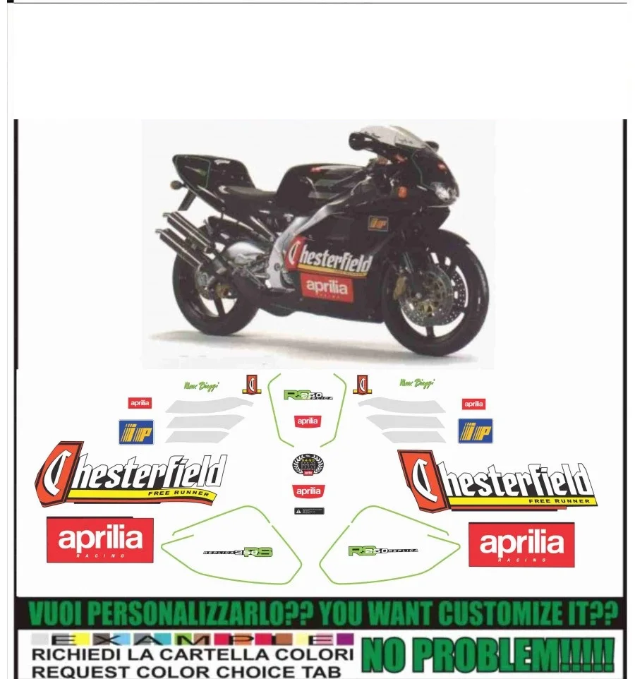 RS 250 1996 CHESTERFIELD MAX BIAGGI REPLICA STICKERS ADESIVI DECAL SET ...