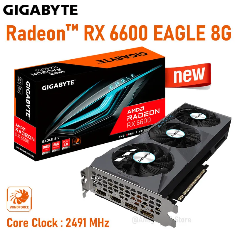 Gigabyte ramhic cartão amd radeon rx 6600 eagle 8g gddr6 placas ...