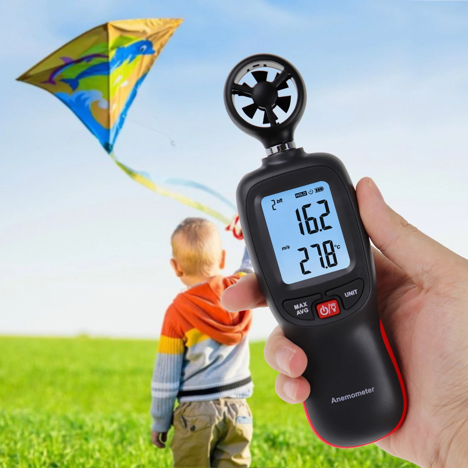 Digital Wind Speed Anemometer Handheld Temperature Air Velocity Wind ...