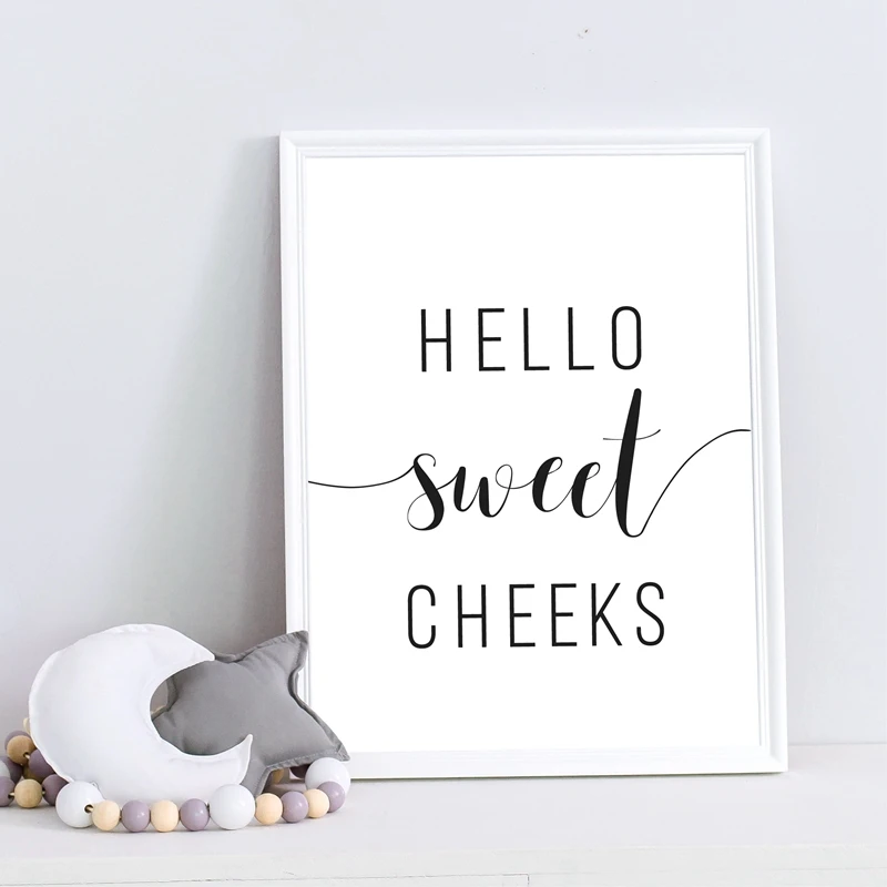 Hello Sweet Cheeks Quote Print Nursery Decor , Bathroom Funny Quotes ...