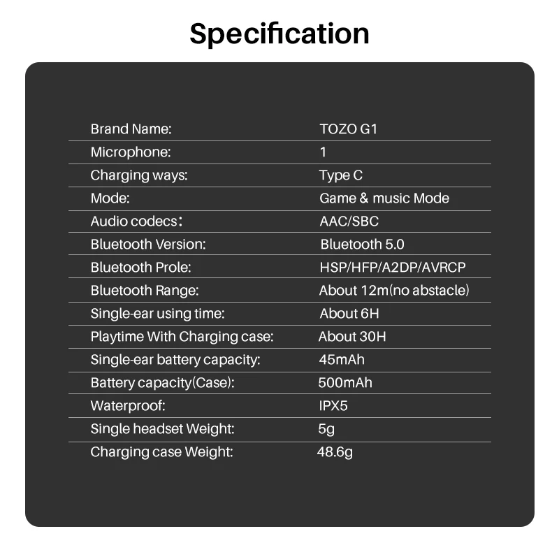 TOZO G1S - Intelec | Tecnología y Fitness