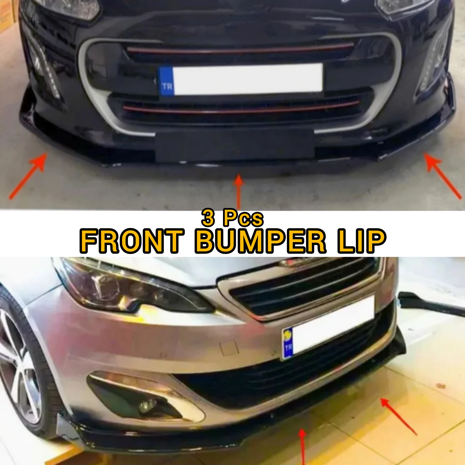 3-Pcs-Front-Bumper-Lip-For-Peugeot-308-Body-Kit-Car-Accessories-Spoiler ...