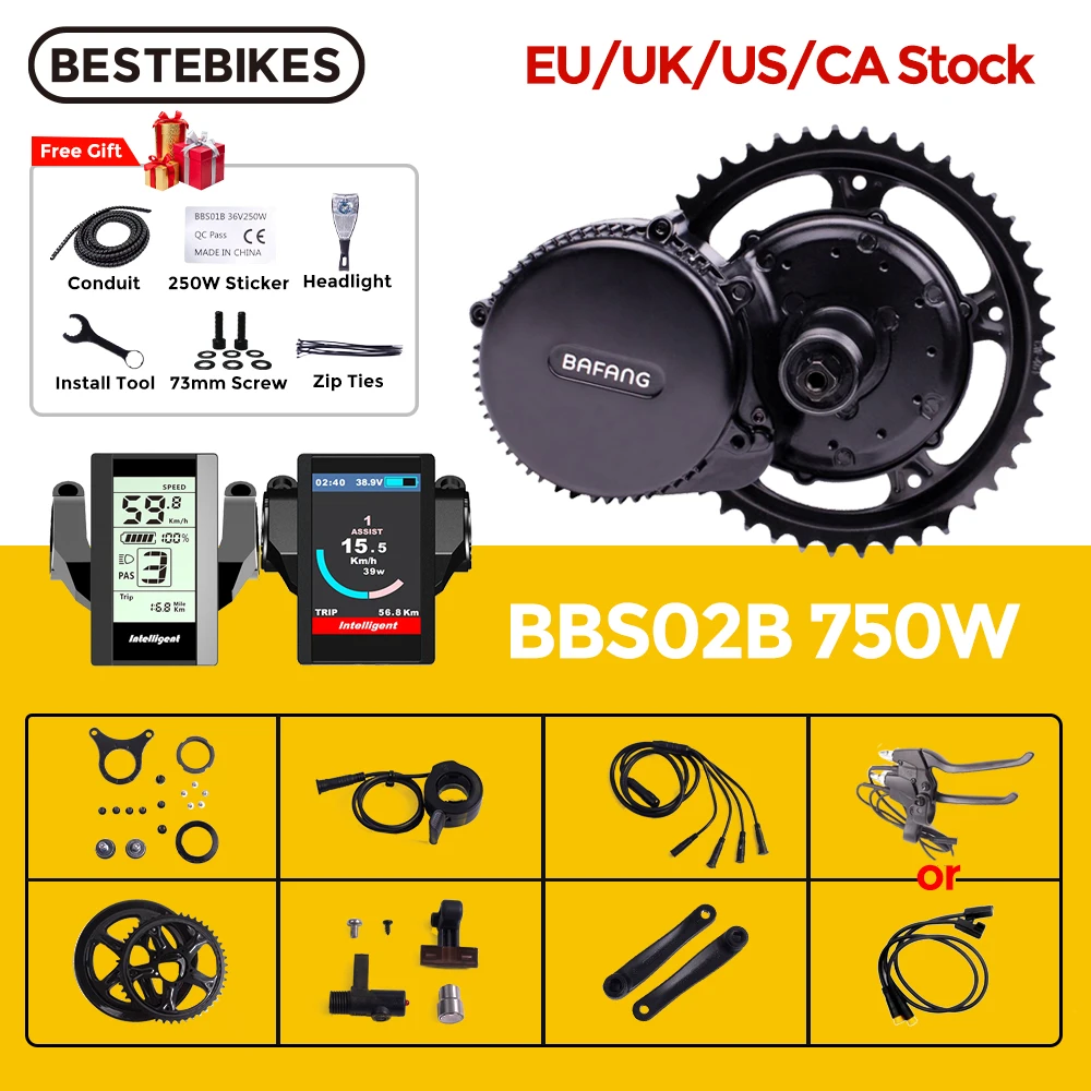 Bafang BBS02B 48V 750W Motor 8FUN BBS02 Bafang Mid Drive Motor Electric Bike Ebike Conversion ...