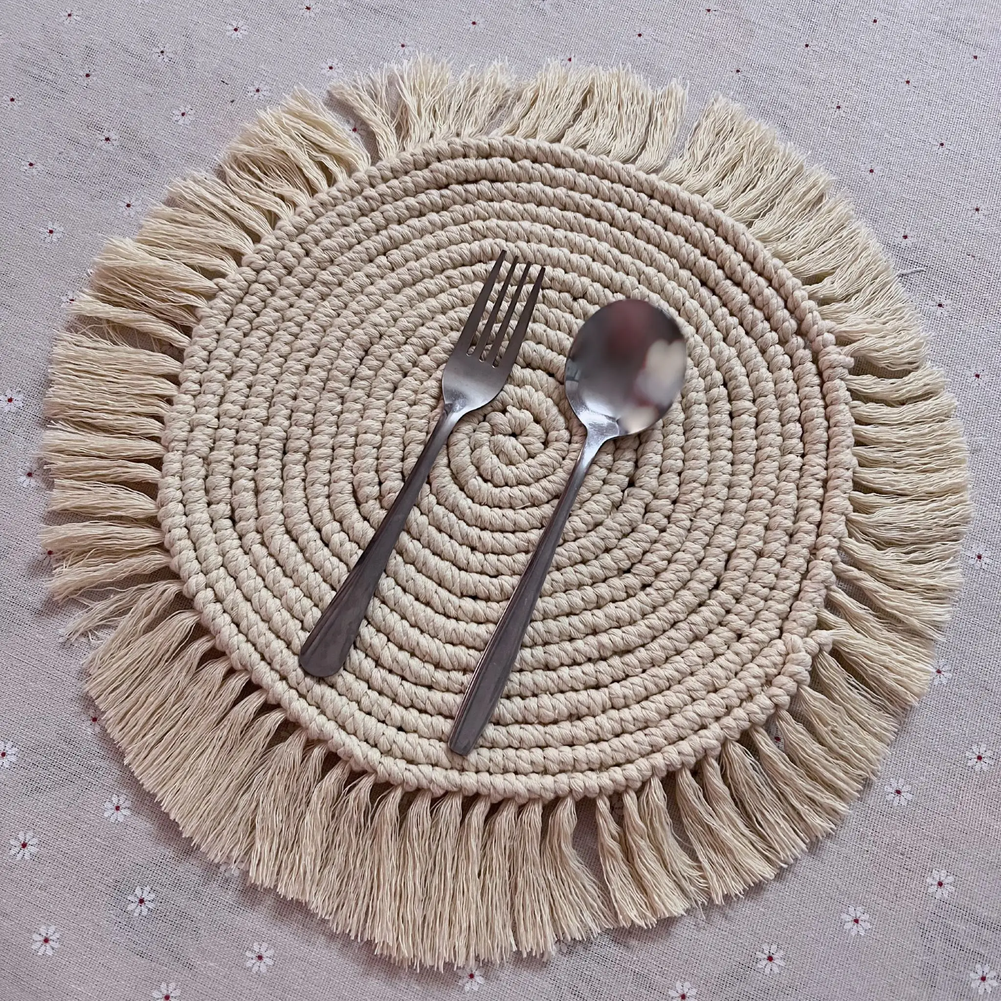 Round Macrame Coaster Handmade Macrame Coasters Boho Home Decor ...