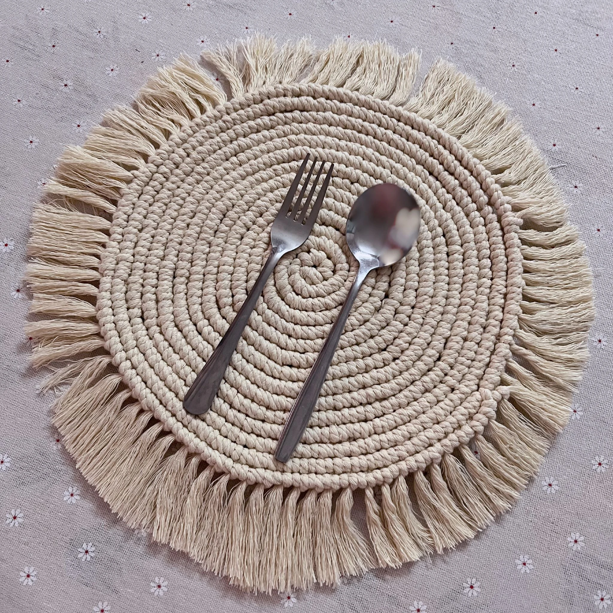 Round Macrame Coaster Handmade Macrame Coasters Boho Home Decor ...