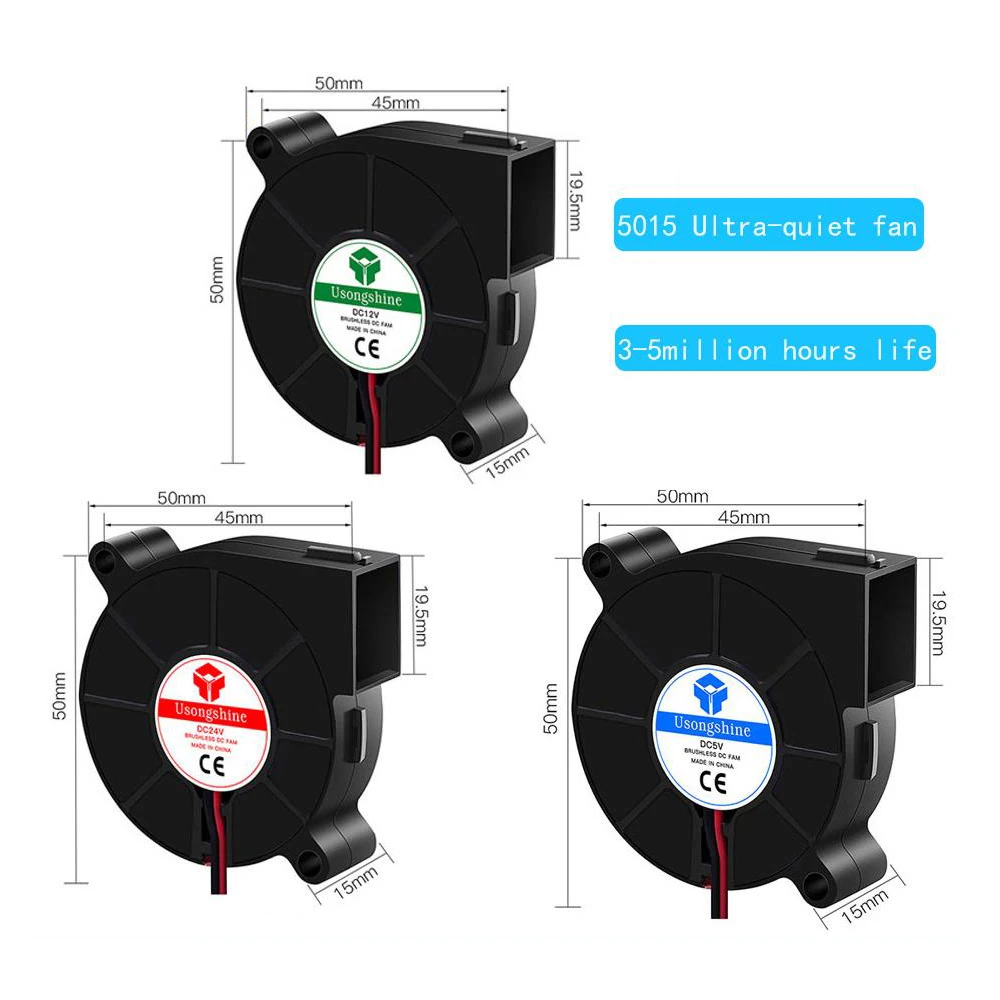 3D Printer Fan 5015/4020 Cooling Turbine Fan 5V 12V 24V Ultra-quiet Oil ...