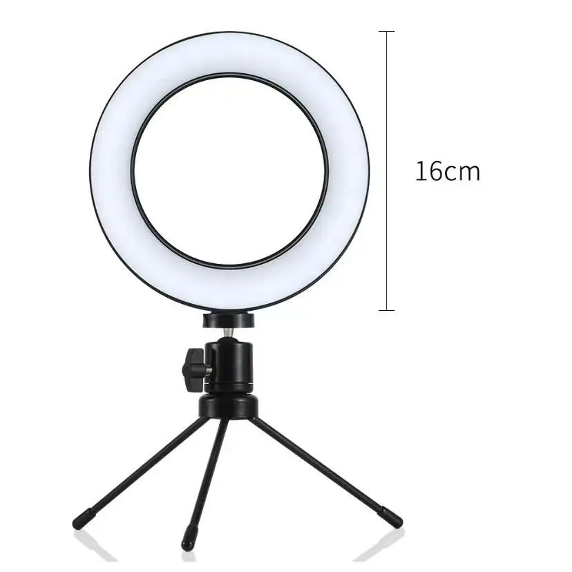 Ring Light Led Mesa Iluminador Pequena Tripé 6 Polegada 16cm