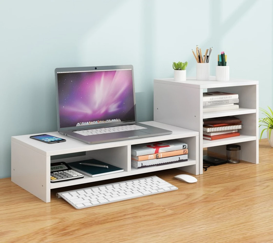 1-x-Laptop-Computer-Monitor-Lifter-Rack-Wooden-Desk-Organizer-Rack-for ...