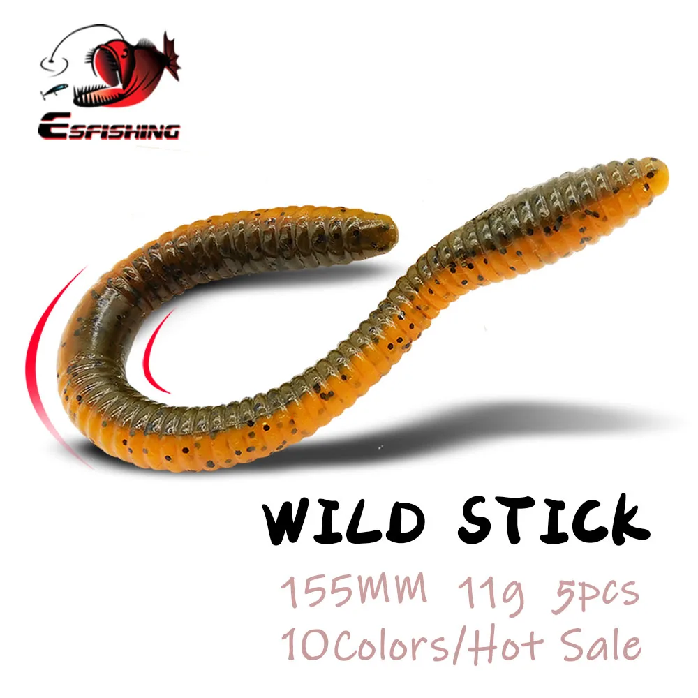 Esfishing Soft Bait Worm Wild Stick 150mm 11g 5pc Fishing Lures Worm ...