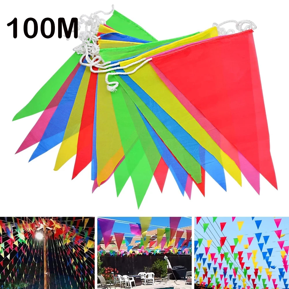 Colorful 80m Triangle Flag Pennant Bunting String Banner Garland ...