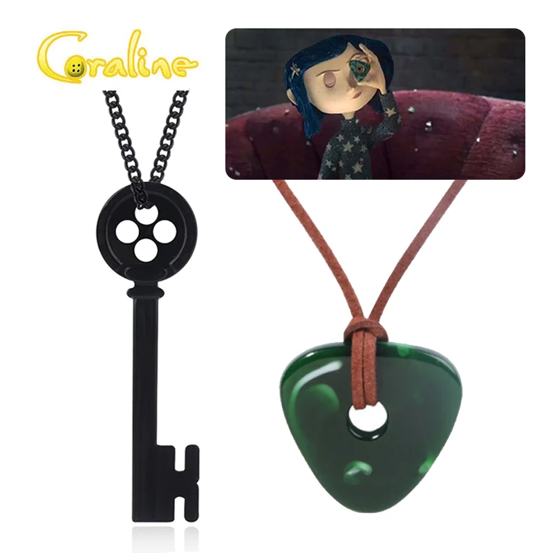 Movie-Coraline-Seeing-Stone-Pendant-Necklace-Green-Stone-Key-Pendant ...