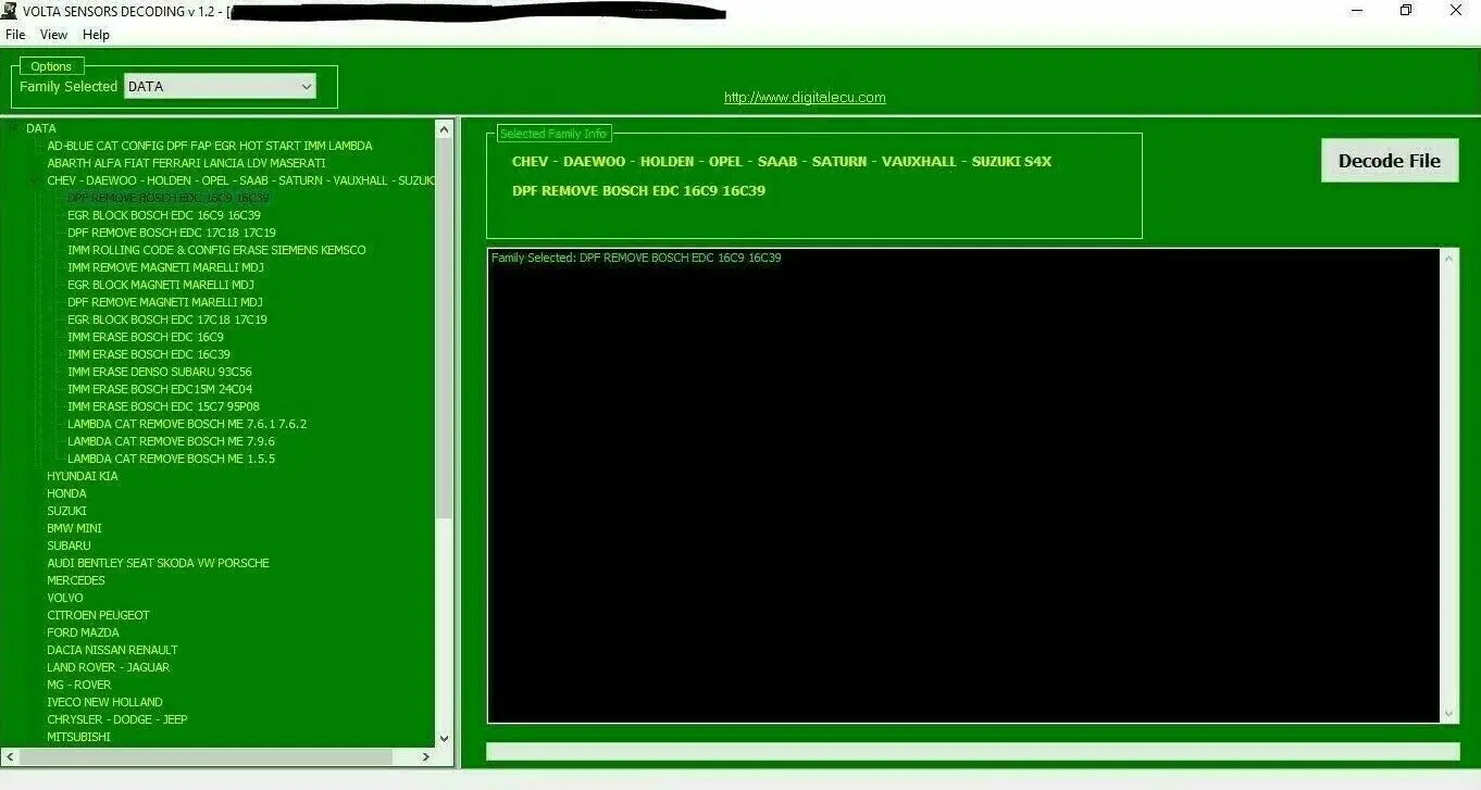 VOLTA 1.2 SENSOR DECODING Elimina VOLTA DPF EGR LAMBDA OFF FAP/DPF / immo / EGR / lambda Remover ...