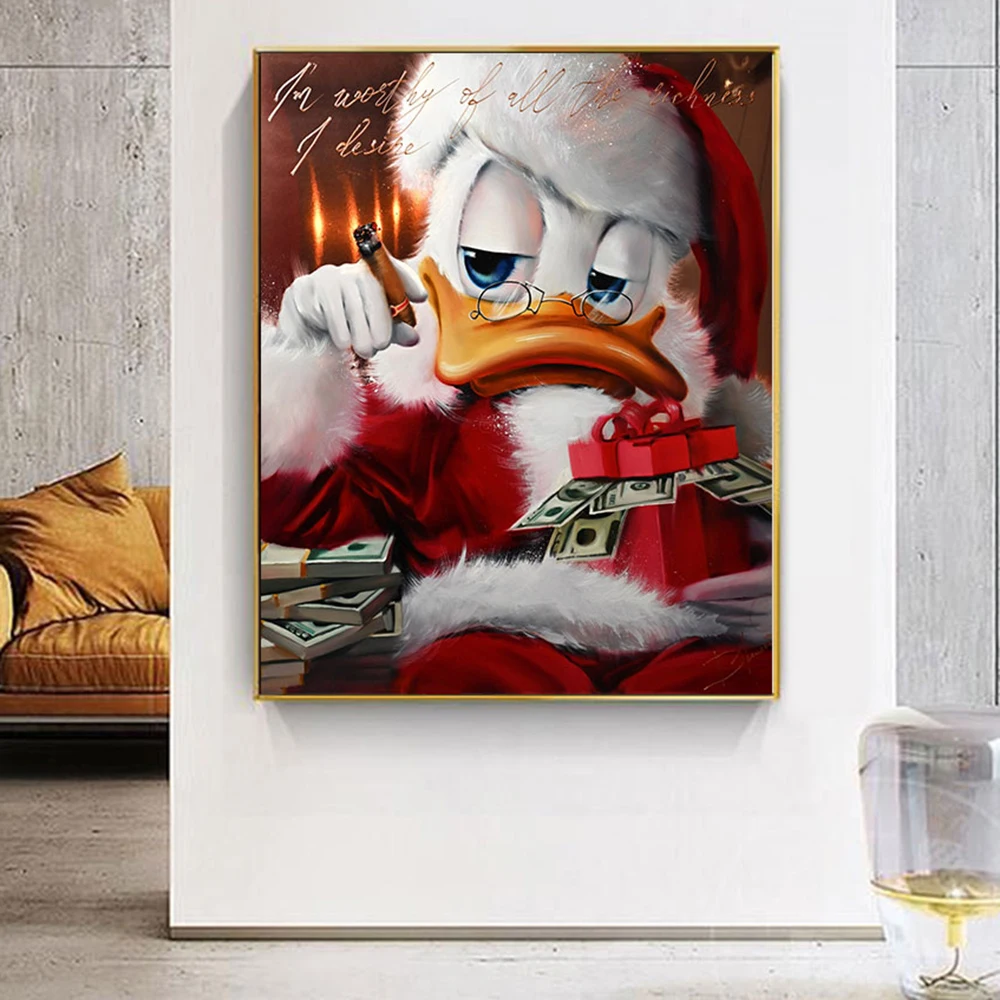 Disney-Donald-Duck-in-Christmas-Costume-Print-Oil-Art-Canvas-Painting ...