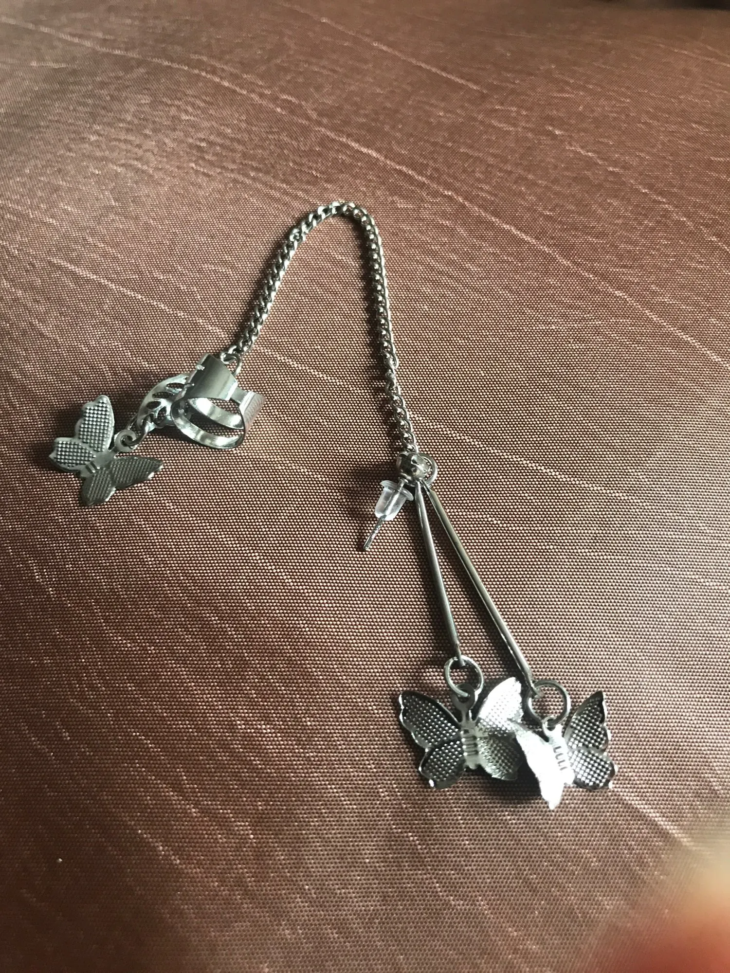 Butterflies Cuff Earring with chain | Dagiba Jewelry