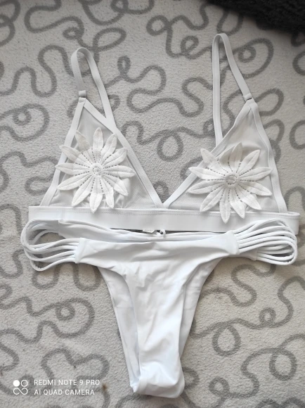PLAVKY 2021 Sexy White Mesh Embroidered Flower Strappy Biquini Micro ...