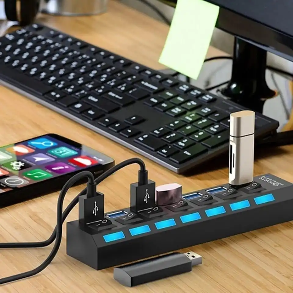 Hub Usb 2.0 7 Portas Pen Drive Teclado 480mbps Hd Gamer Escritório ...