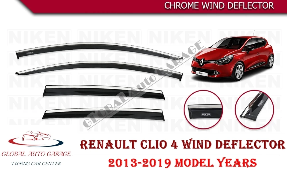 Para renault clio 4 chrome chuva defletor de vento 2013 2014 2015 2016 ...