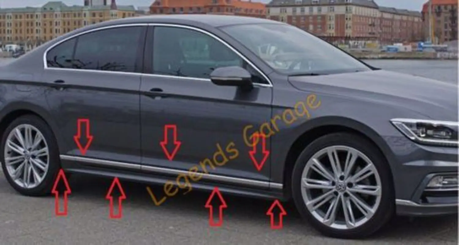 For Vw Passat B8 Chrome Rear Bumper Lower Trim 3 Pcs.-chrome Front ...