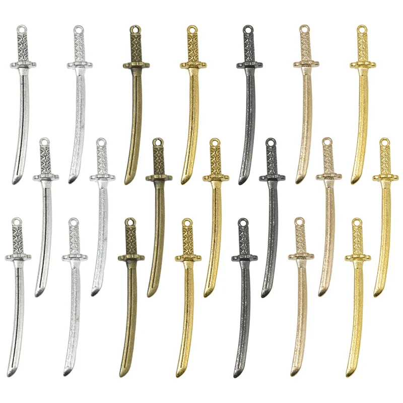 15pcs Wholesale Three Color Samurai Knife Charms Alloy Metal Katana ...