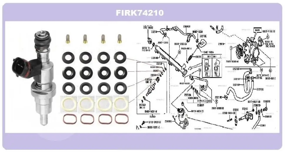 Set of rings fuel injector top 4 pieces Toyota D 4 3SFSE 23209 79125 ...