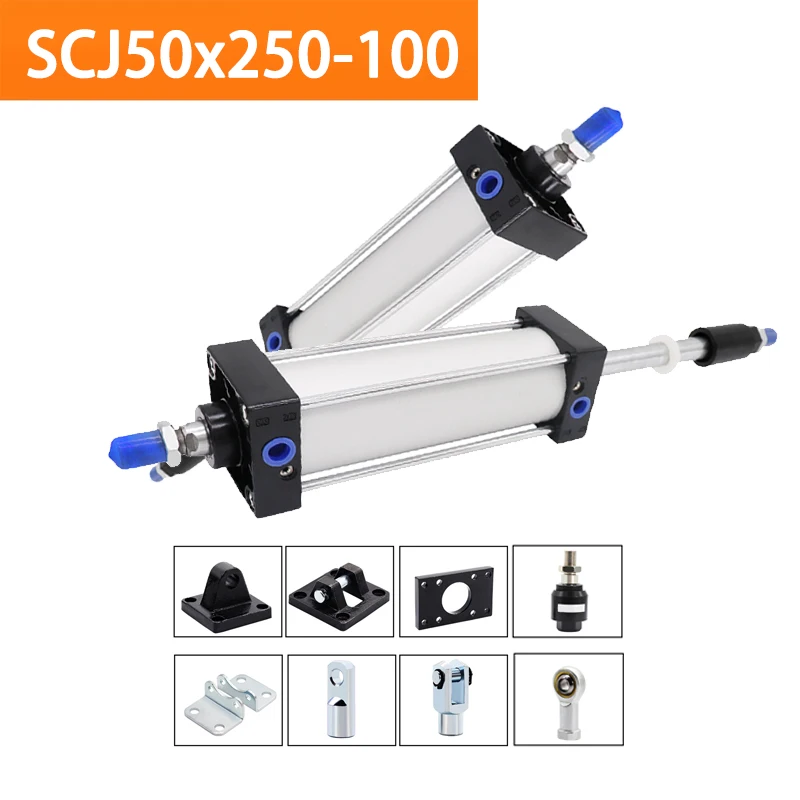 SCJ50x250 100 Standard Pneumatic Cylinder Bore 50mm Double Acting Air ...