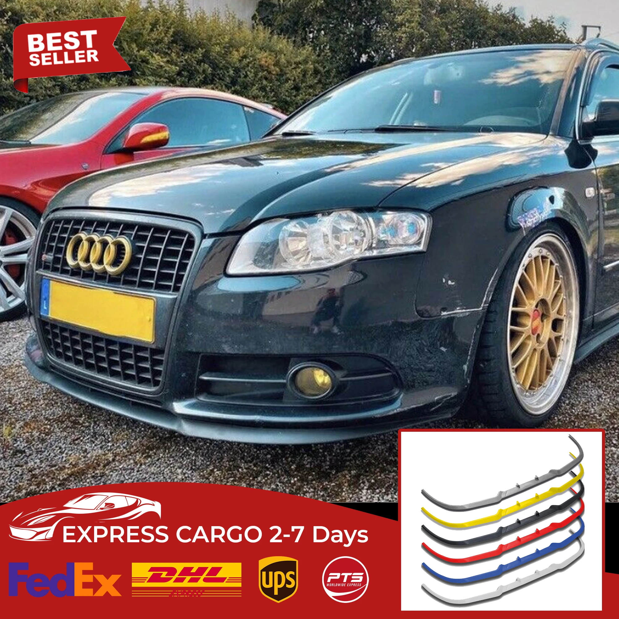 For Audi S4 RS4 B7 A4 CUPRA R FRONT SPOILER BUMPER LIP Euro Spoiler Lip ...