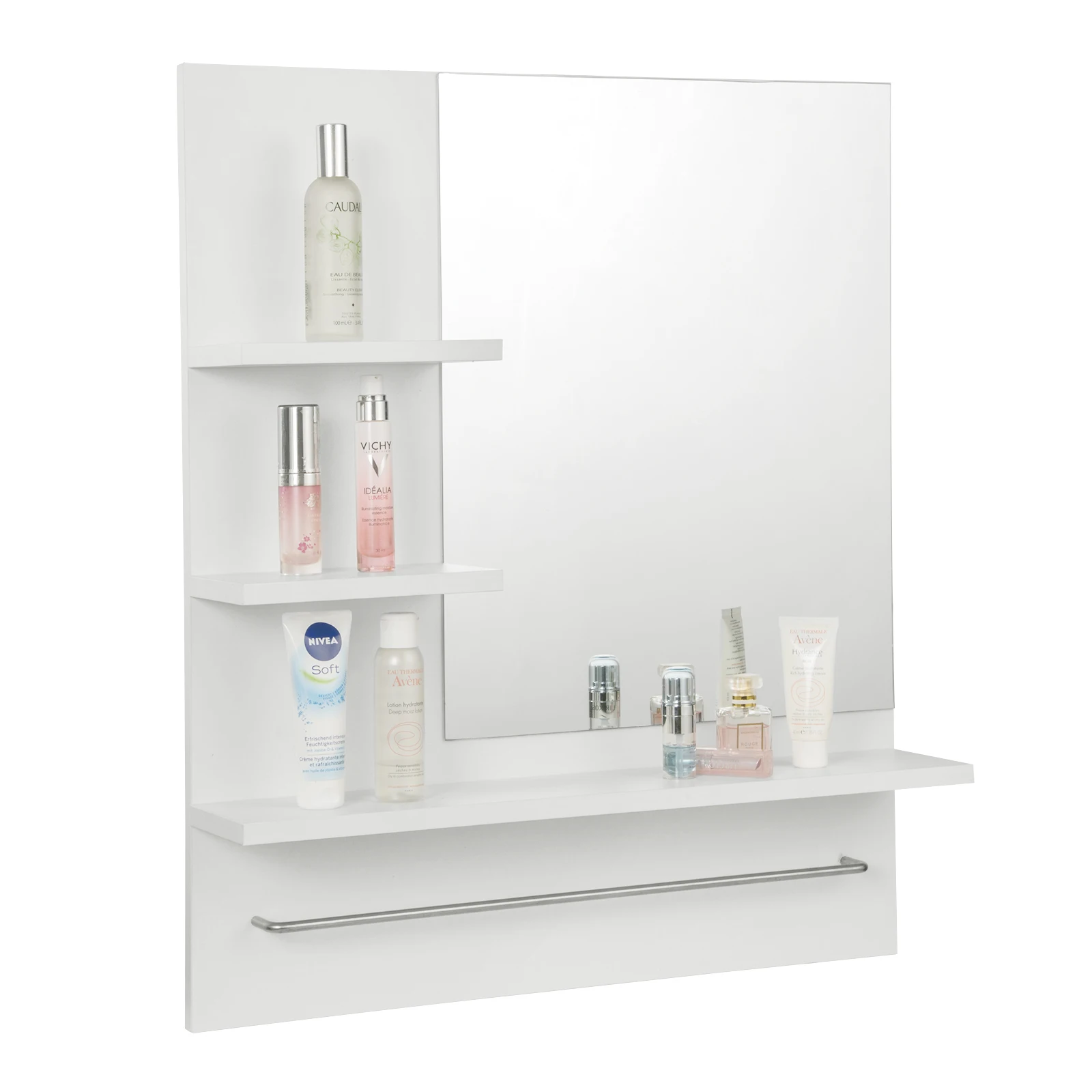 White-Bathroom-Mirror-Wall-Cabinet-with-3-Shelves-Space-Saving ...