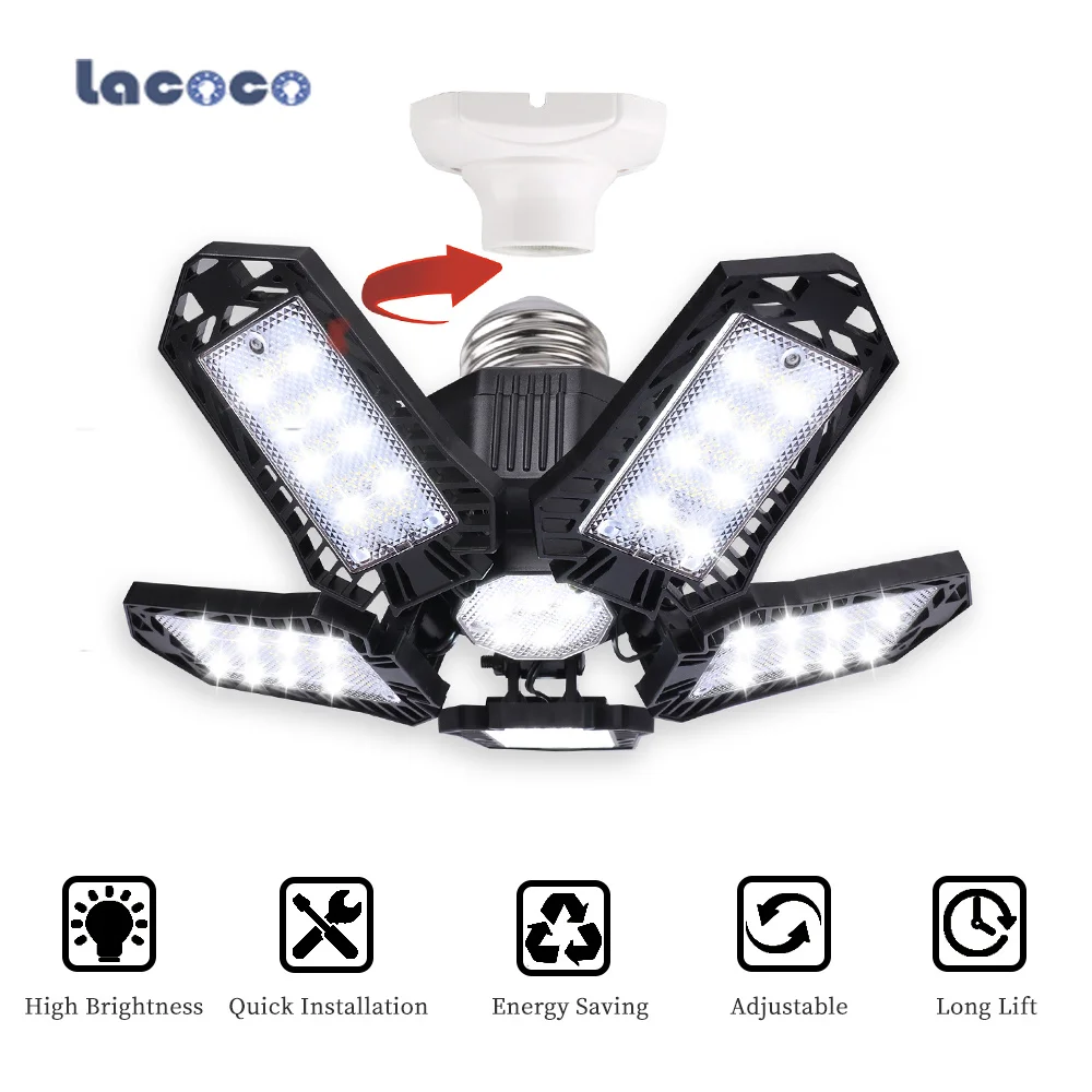 Lâmpada led e27 100w para garagem, teto de garagem, deformável, 5 ...