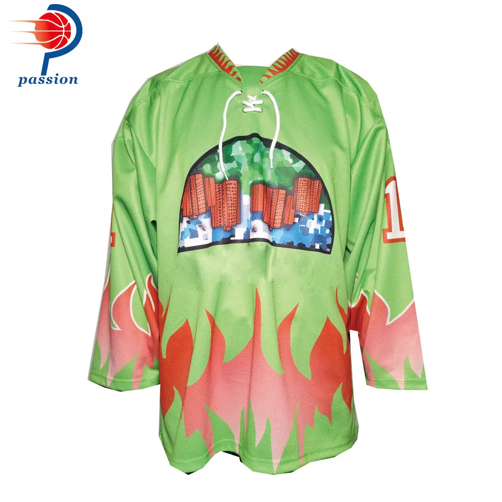 Uniformes de hóquei de gelo de decote em v de tecido de secagem rápida ...