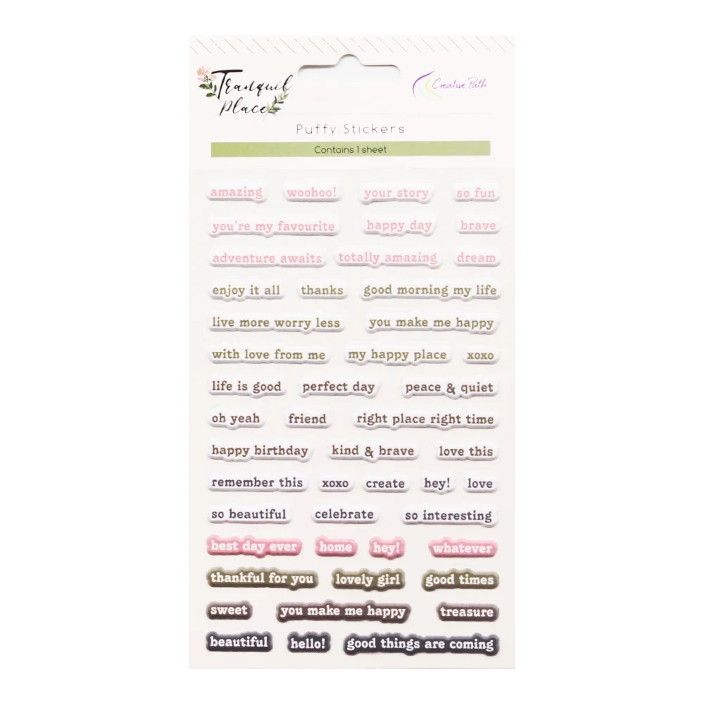 Creative Path Puffy Motif Words Stickers Self Adhesive Embellishments ...