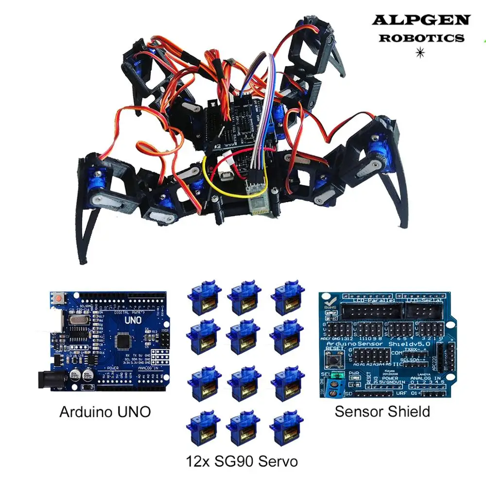 ¡Nuevo! Arduino UNO R3 Spider Robot Kit cuatro patas SG90 Servo Control ...
