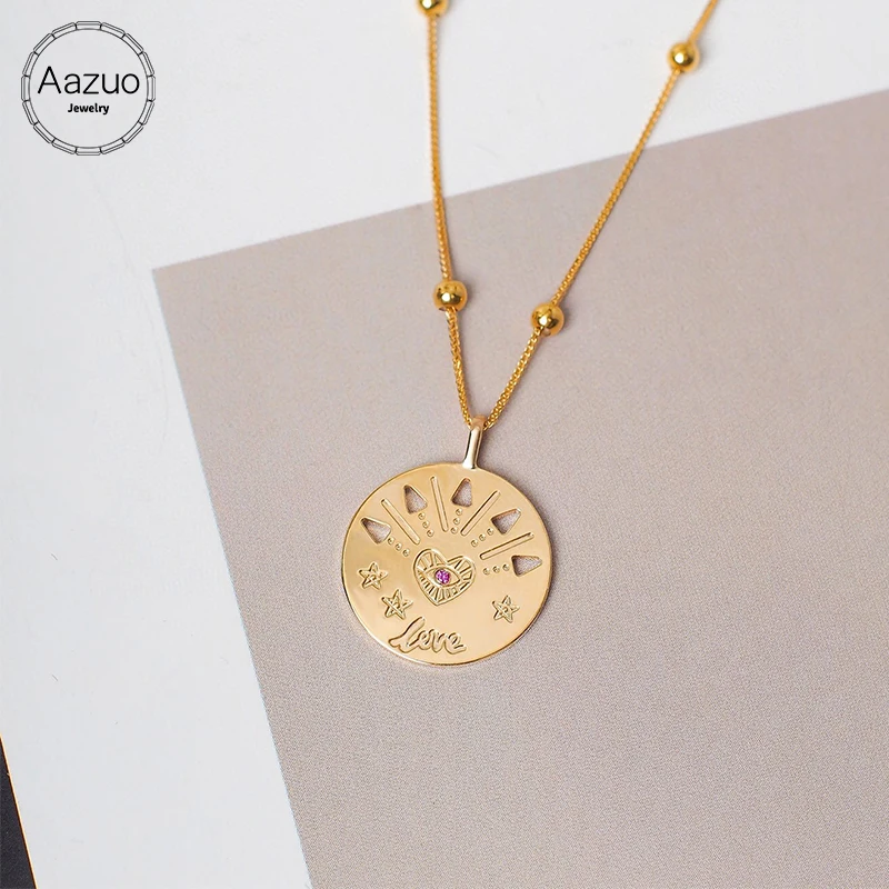 Aazuo 18K Pure Rose Gold Real Natrual Ruby Fairy Classic Round Brand ...