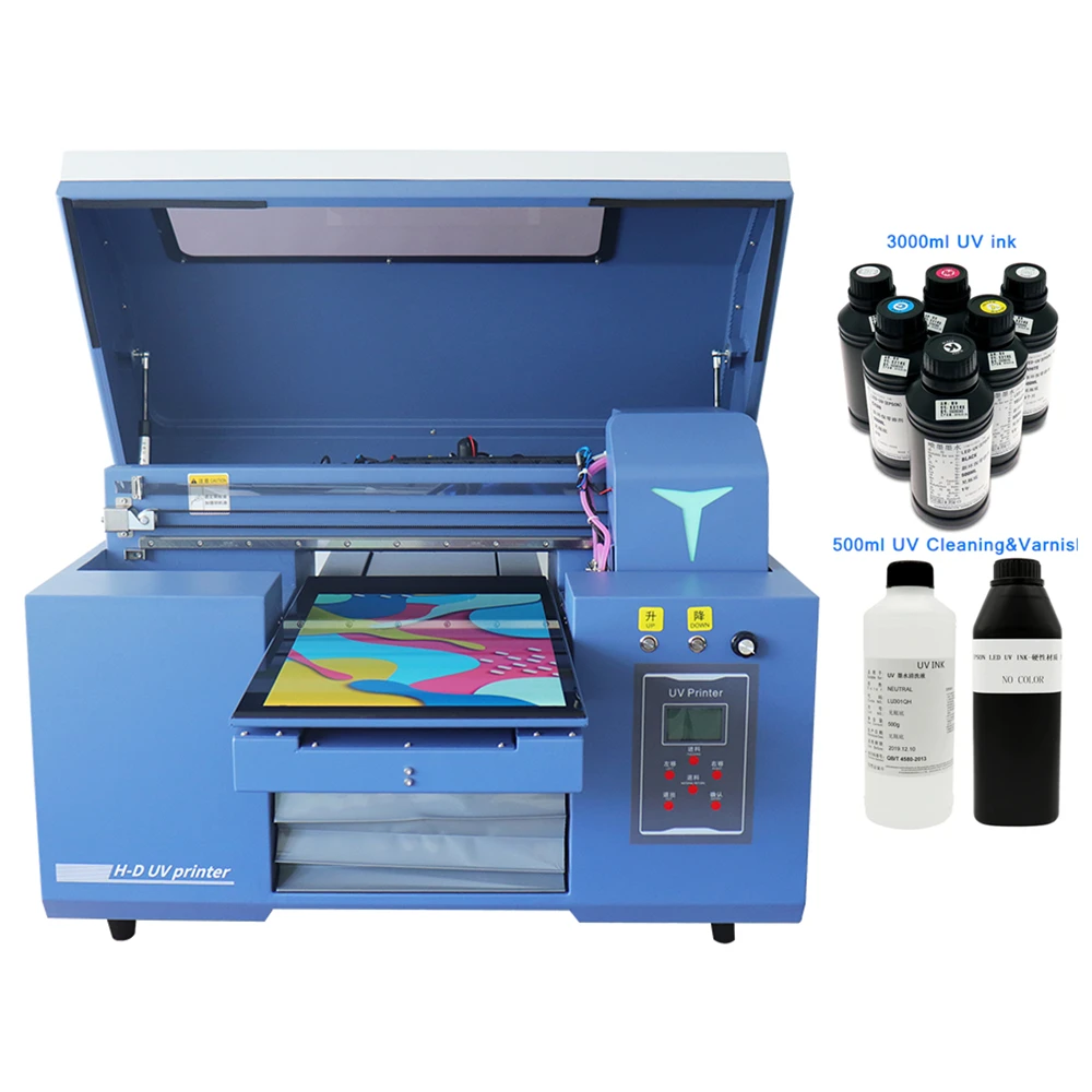 A3+ Uv Printer Flatbed Printer Ink Set Full Automatic Printing High Speed 2 Pcs Printheads For ...