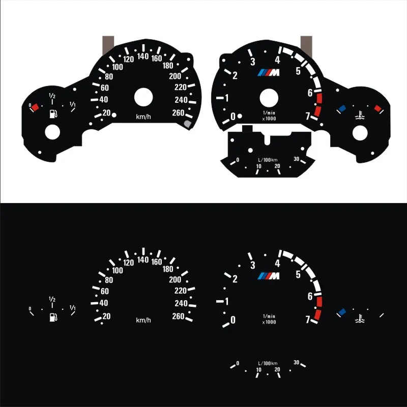 DASH EL Glow Gauge for E36 260 KM 7000 RPM 1992 1998 White Lighting ...