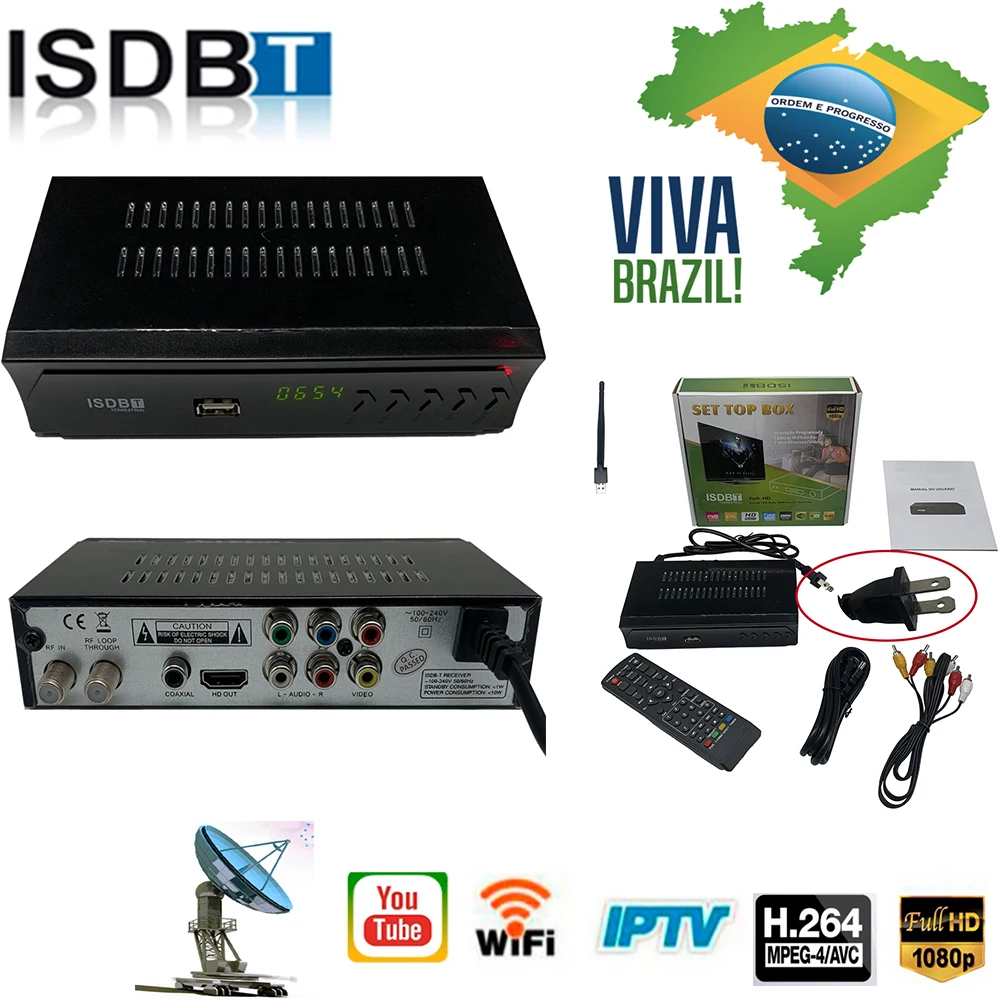 Receptor de televisión por ISDB T Digital HD MPEG4, sintonizador de ...