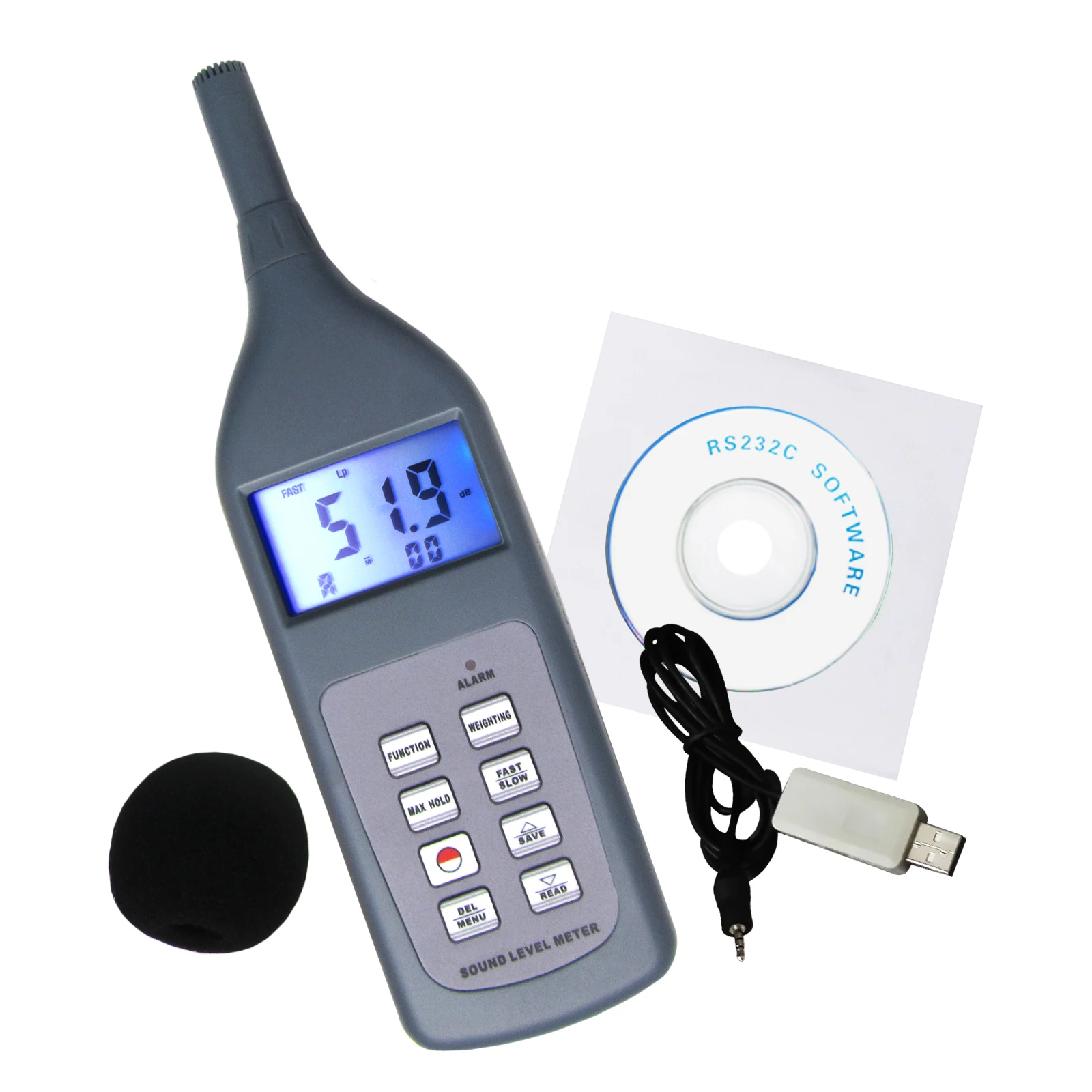 Lp leq lmax ln medidor de nível de som digital função com RS 232C ...