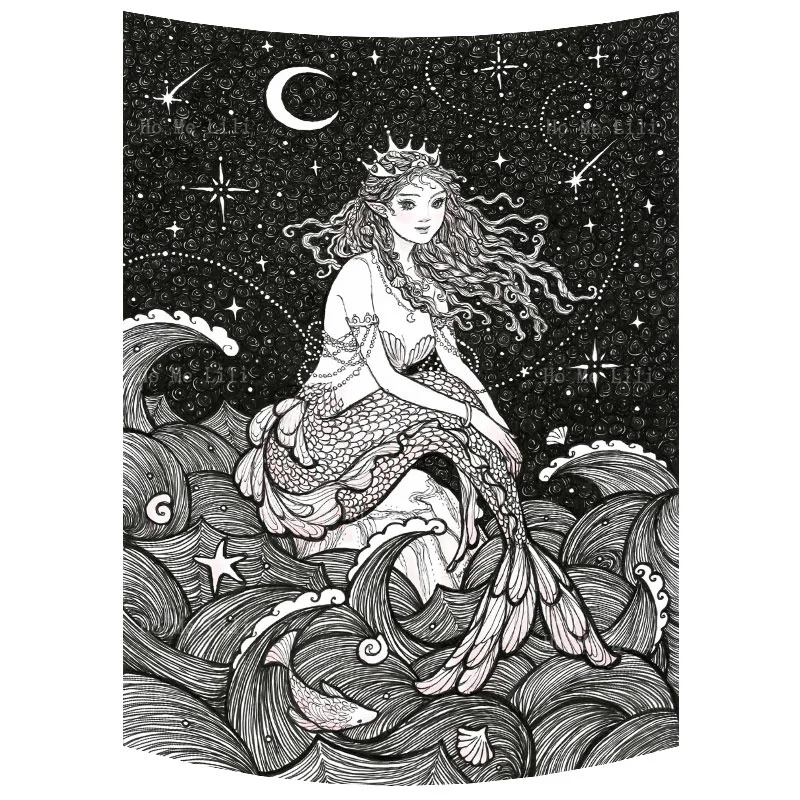 Disegno Di Sirena Vintage In Bianco E Nero