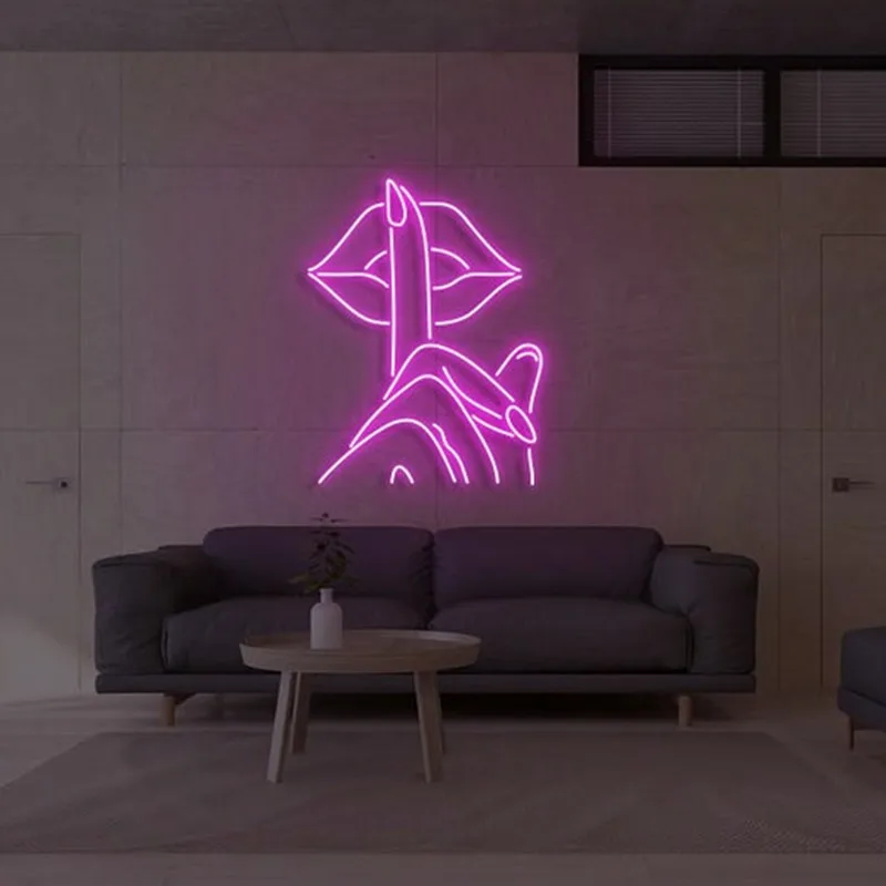 Lips-and-Finger-Neon-Sign-Shhh-LED-Sign-Custom-Neon-Sign-Room-Decor ...