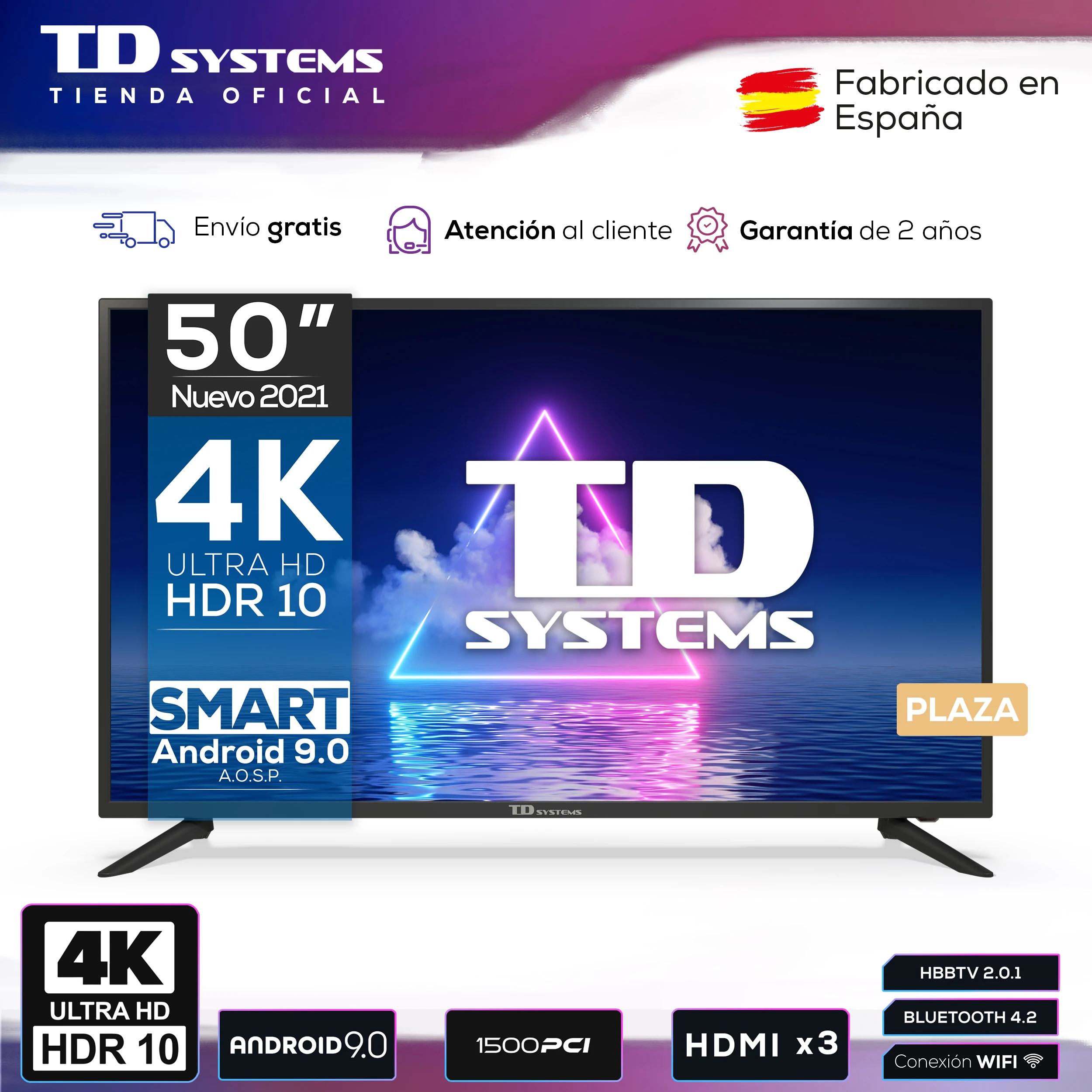 Televisores Smart TV 50 Pulgadas TD Systems K50DLG12US. UHD 4K HDR, DVB ...