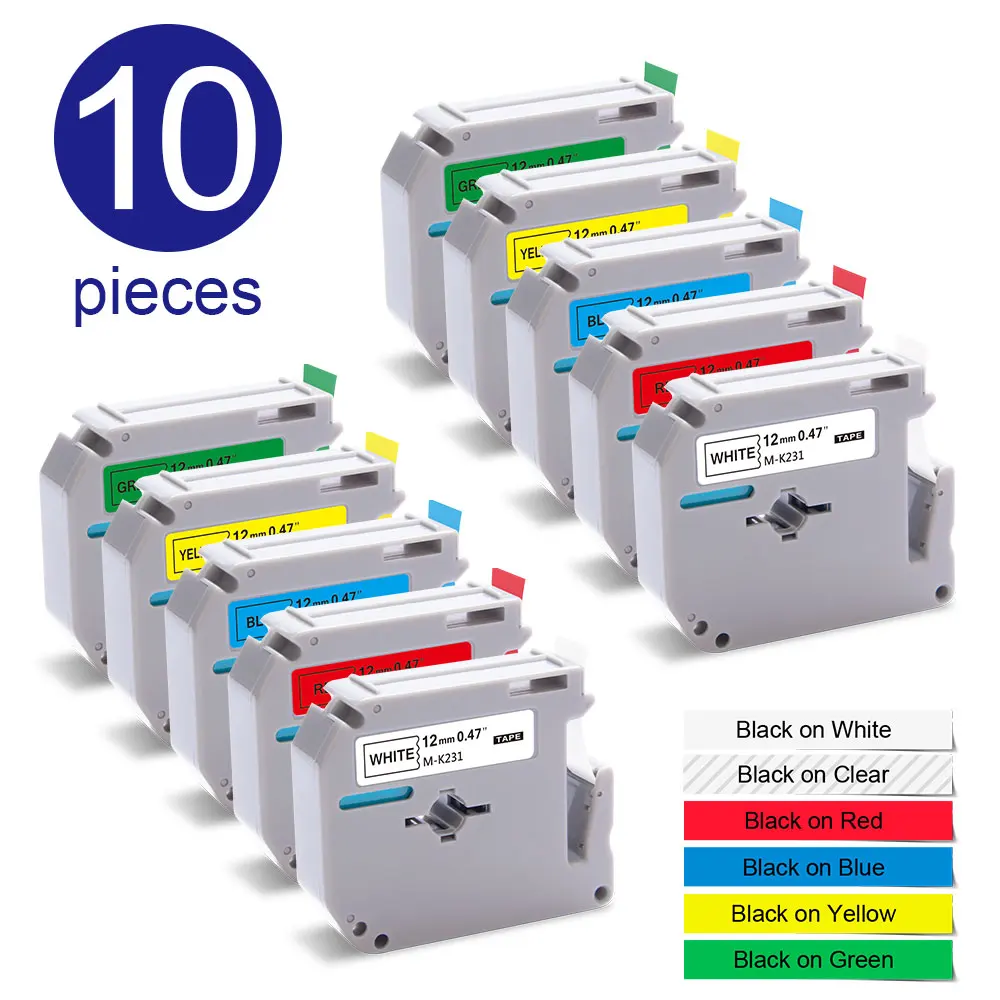 InkExpress-10PK-Tape-for-Brother-MK-231-Tape-mk-231-MK231-Black-on ...